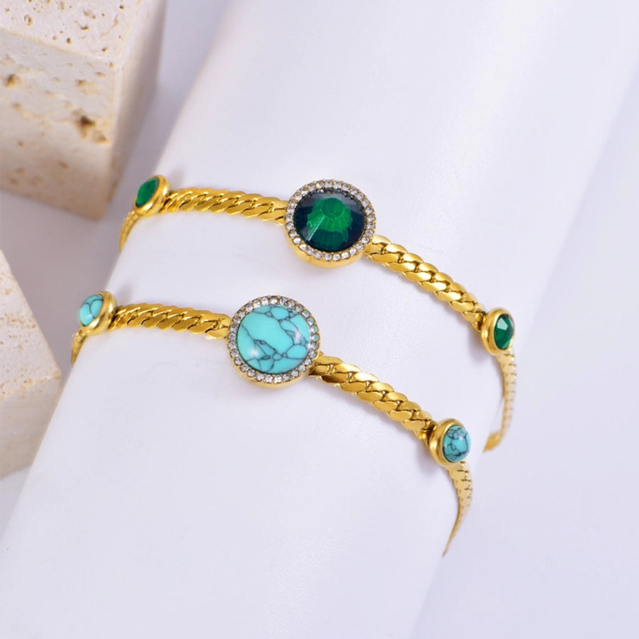 Classic Style Geometric 304 Stainless Steel Turquoise foxtail chain Br ...