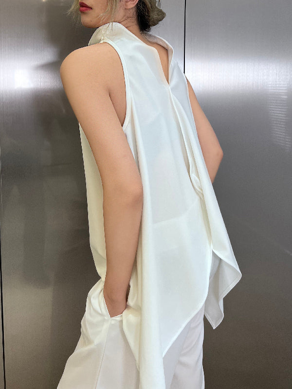 White&Black High-Neck High-Low Vest – rrdeye