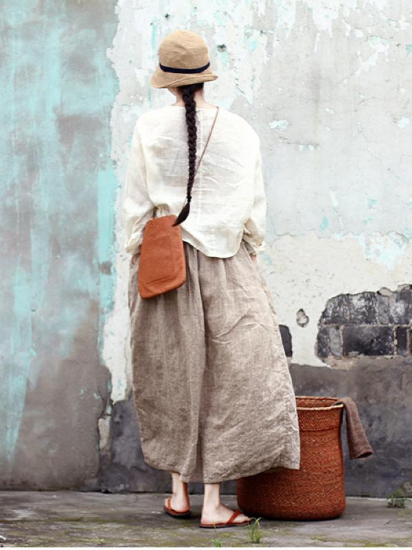 VINTAGE SOLID LINEN DRAWSTRING SKIRT – rrdeye