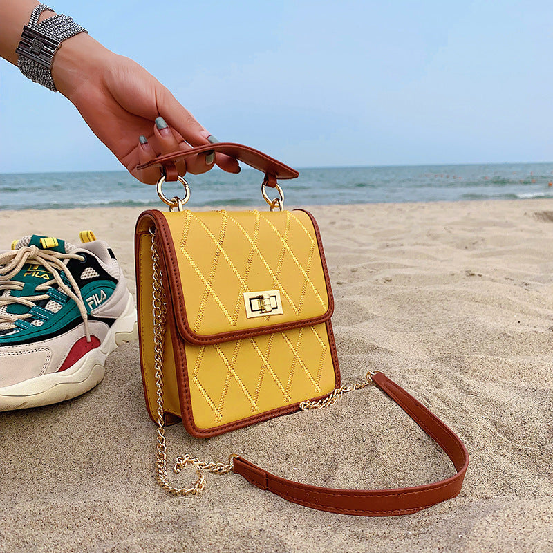 Small Xiangfeng embroidered line Lingge chain bag for women 2019 new ...