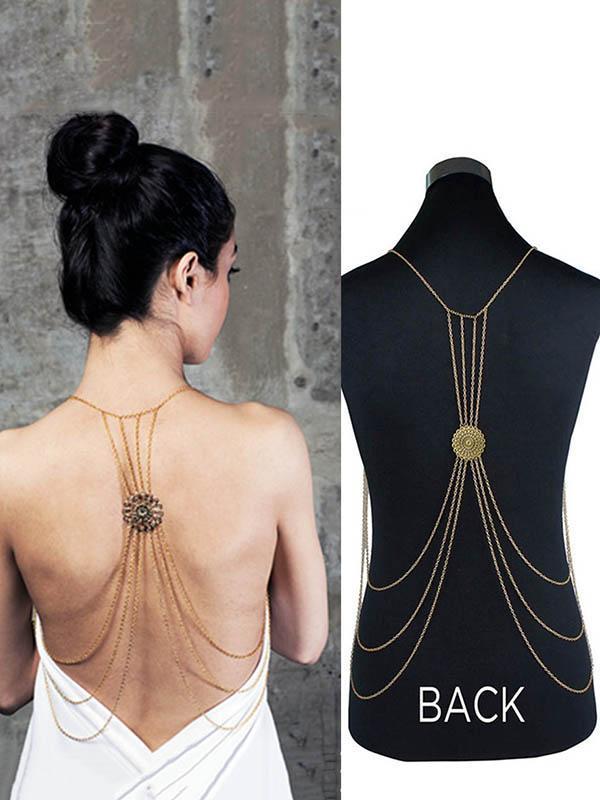 Bohemia Hollow Flower Tassels Body Chain Accessories - rrdeye