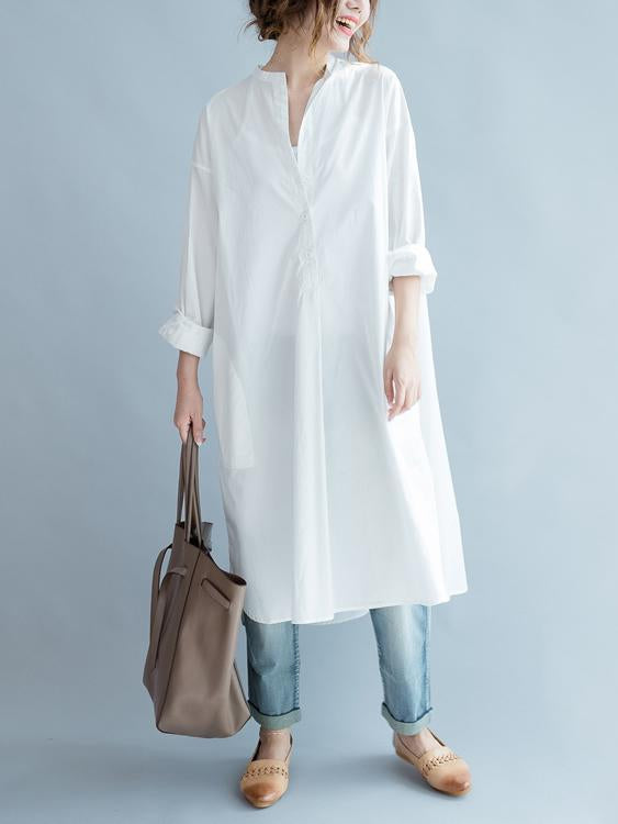 Original Creative Long Blouse Dress in White Color – rrdeye