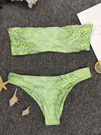 Sexy Strapless Snake Print Bikini Set - rrdeye