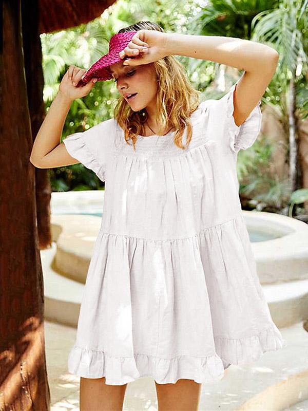 Beach Solid Ruffled Cover-ups Swimwear – rrdeye