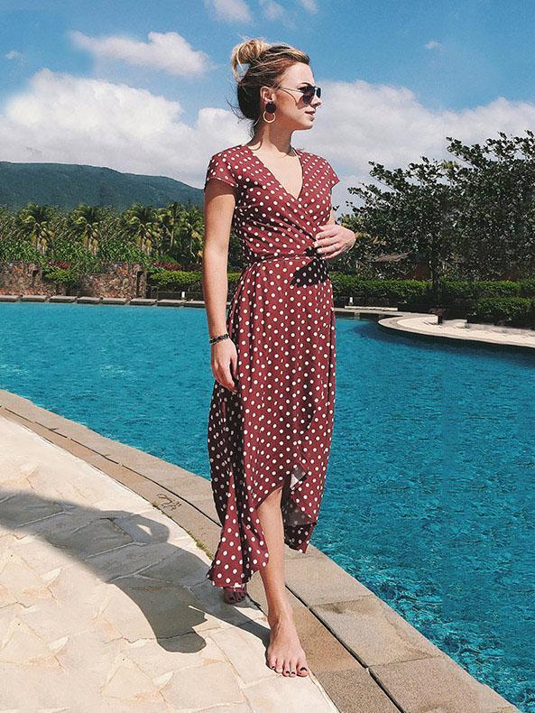 Pretty V-neck Split-front Maxi Dresses – rrdeye