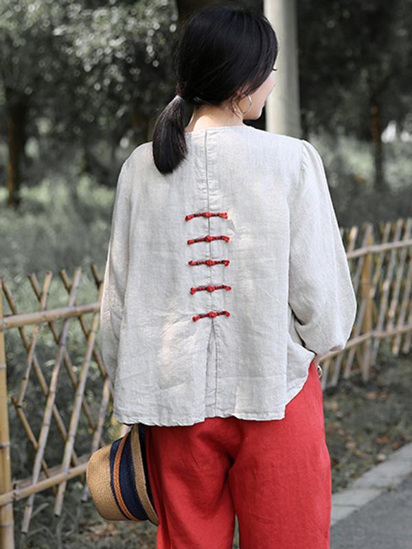 Artistic Retro Buckle Blouse Tops – rrdeye