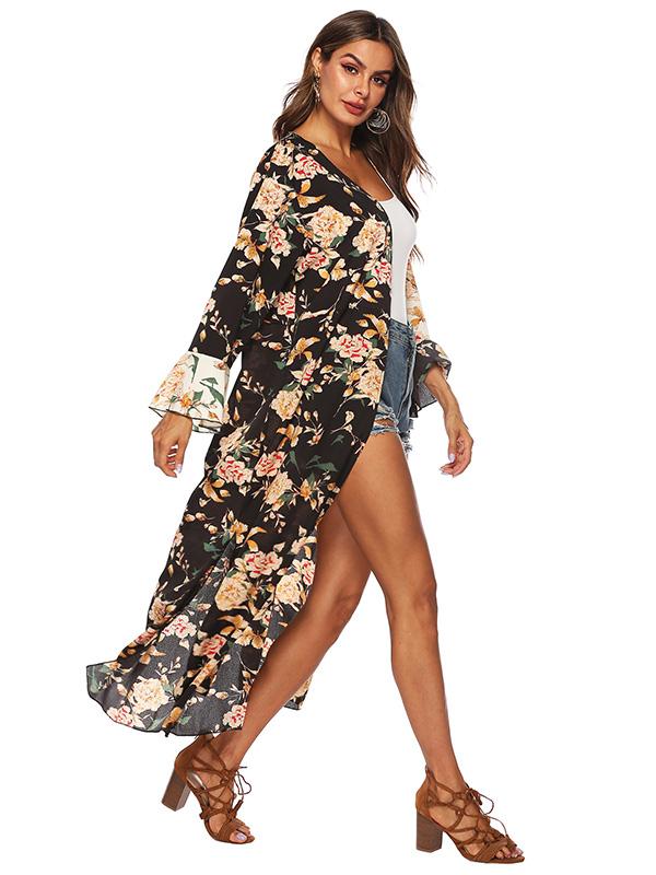 Sexy Printed Bikini Cardigan Beach Long Cover Up – rrdeye
