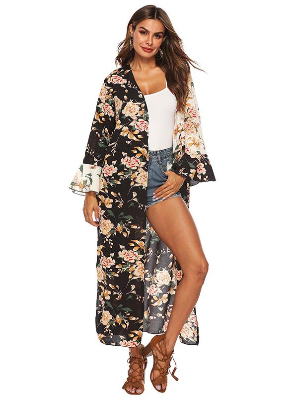 Sexy Printed Bikini Cardigan Beach Long Cover Up – rrdeye