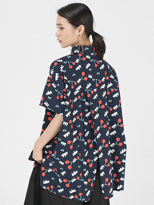 Original Printing Split-Back Blouse Tops – rrdeye