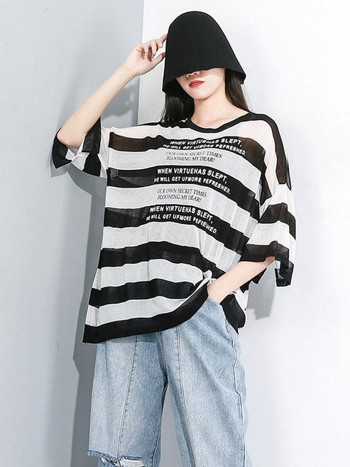 Striped See-through Sun-protection T-shirt – rrdeye