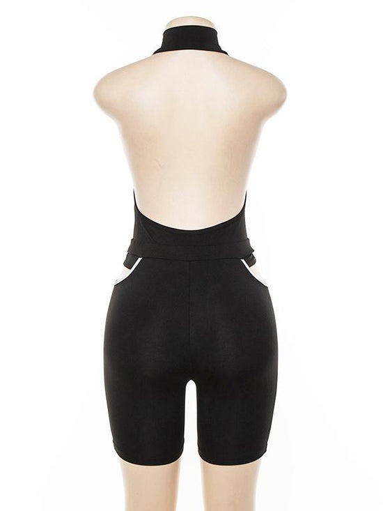 Cut Off Zipper Backless Bodysuits And Shorts Suits – rrdeye