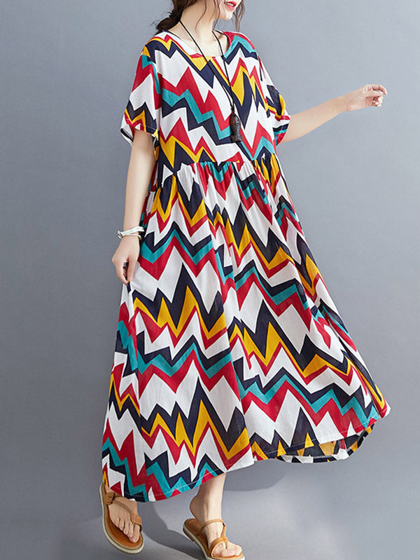 Original Printed Round-Neck Dress – rrdeye