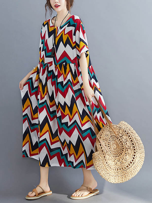 Original Printed Round-Neck Dress – rrdeye