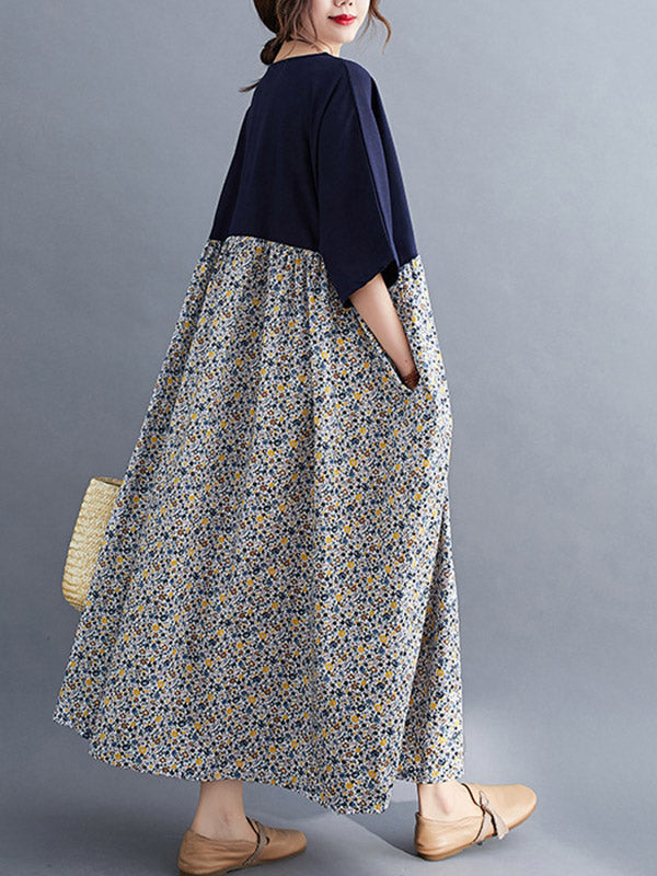 Original Floral Round-Neck Dress – rrdeye