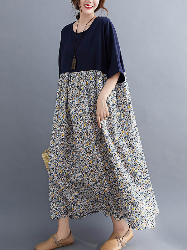 Original Floral Round-Neck Dress – rrdeye